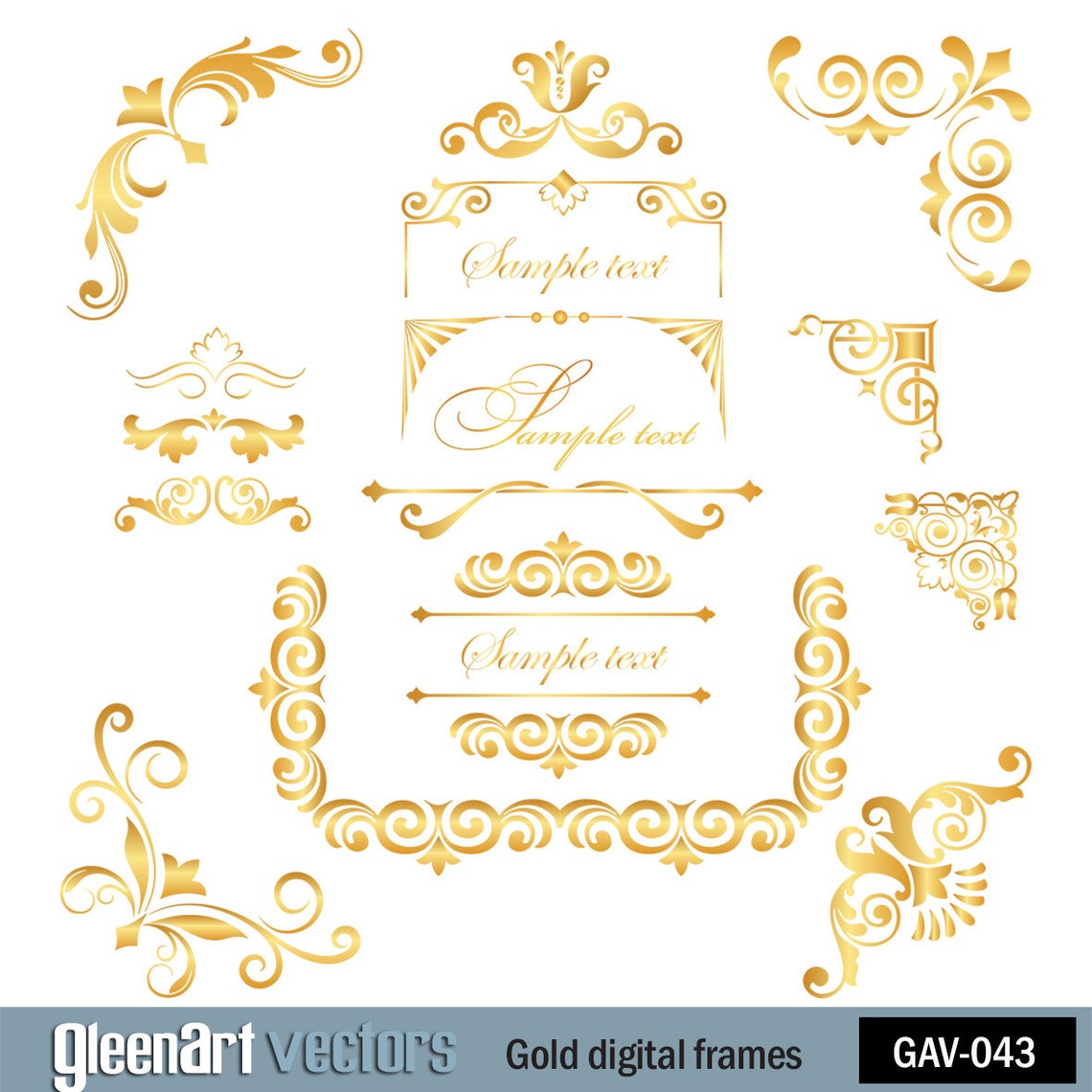 SALE Gold Digital Frame Commercial Use Png Jpg Eps | Etsy
