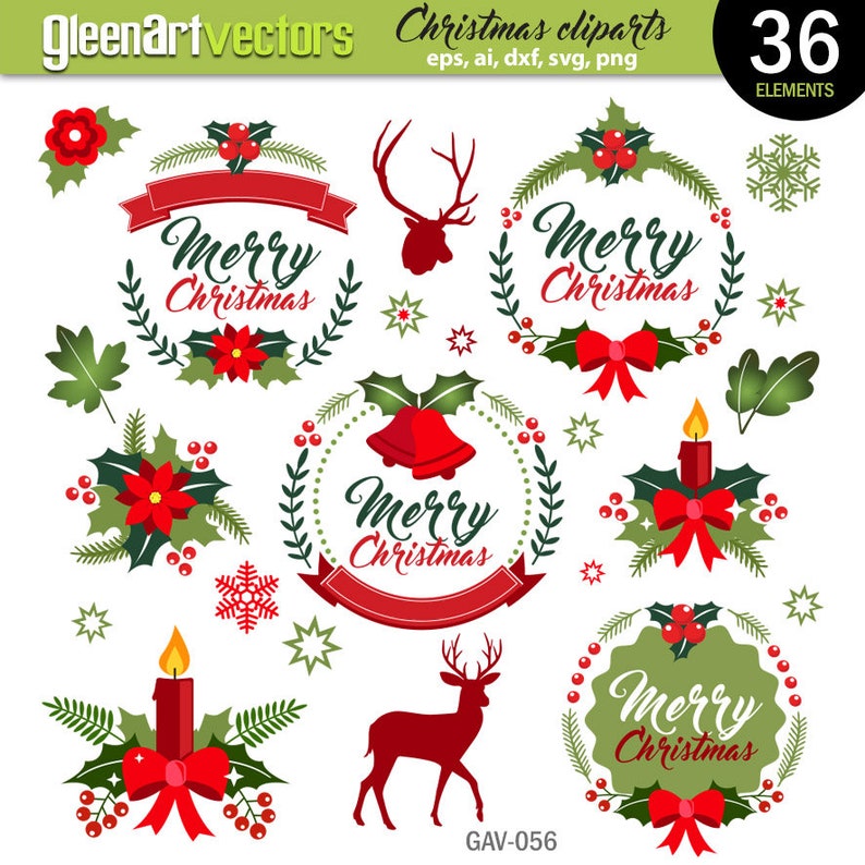 Christmas Wreath Clipart/christmas Ornaments/christmas - Etsy