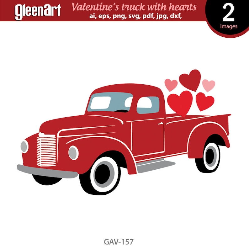 Valentine Red Truck Svg Valentines Vintage Truck With Hearts - Etsy