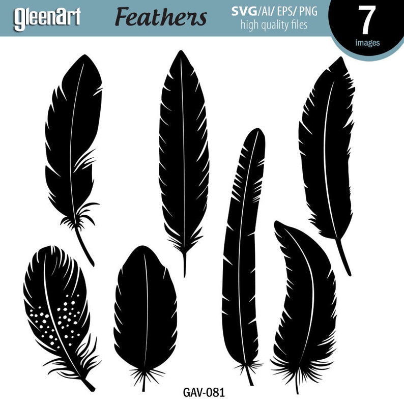 Tribal Feathers Clipart Set of Feather Silhouettes Digital | Etsy