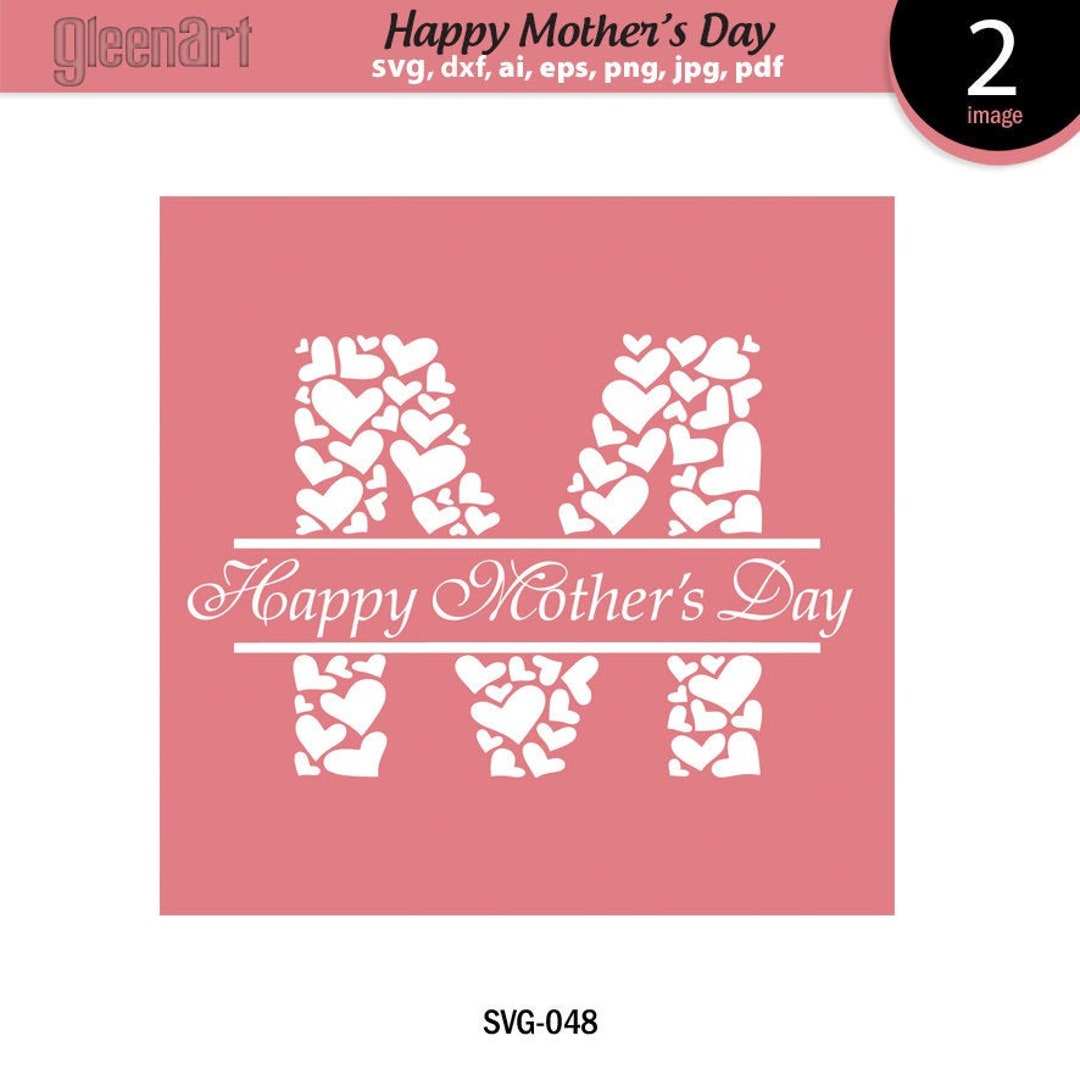 Happy Mother's Day Monogram Letter, Happy Mother's Day Frame Svg, Happy ...
