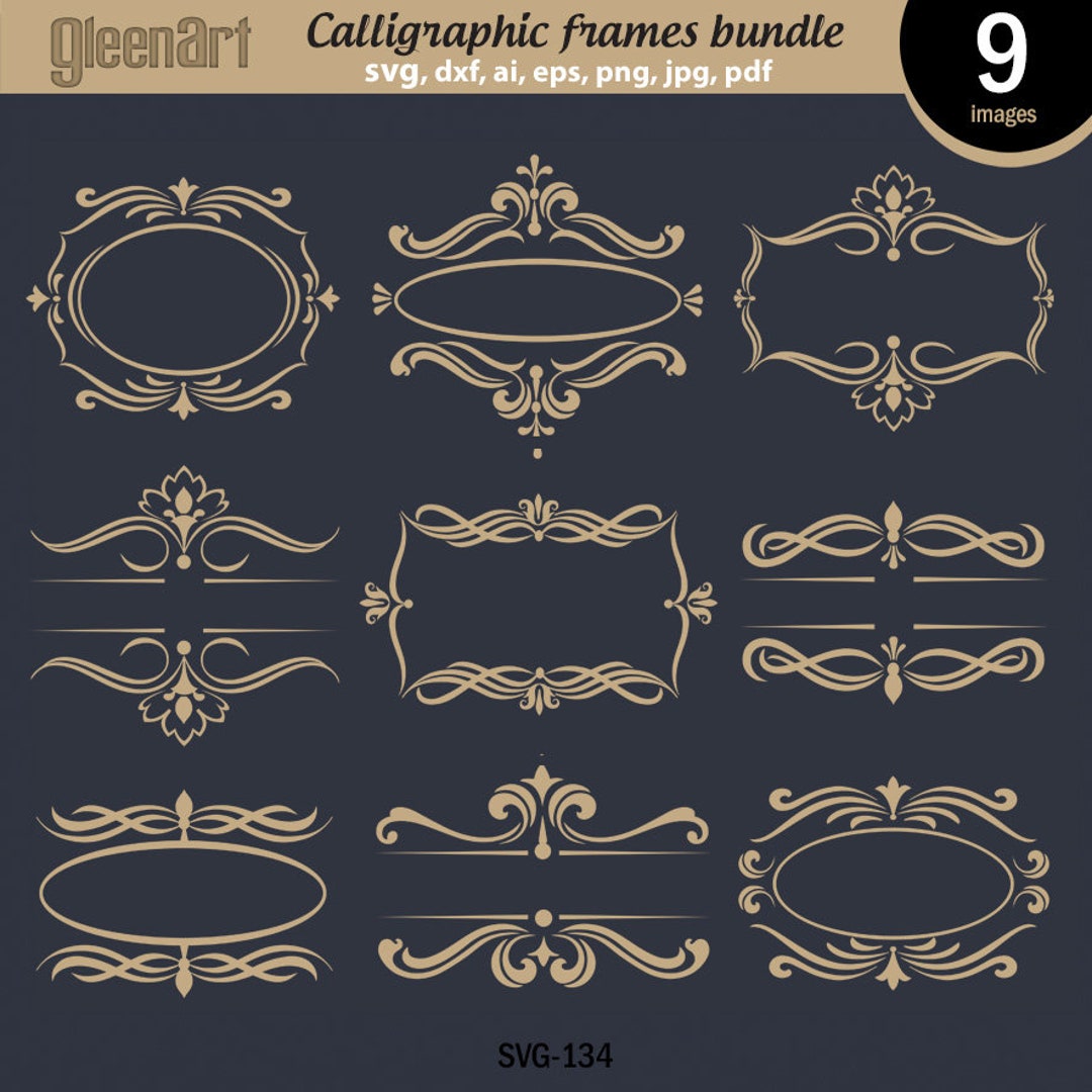 Calligraphic Ornate Frames, SVG Frames, Calligraphic Design Elements ...