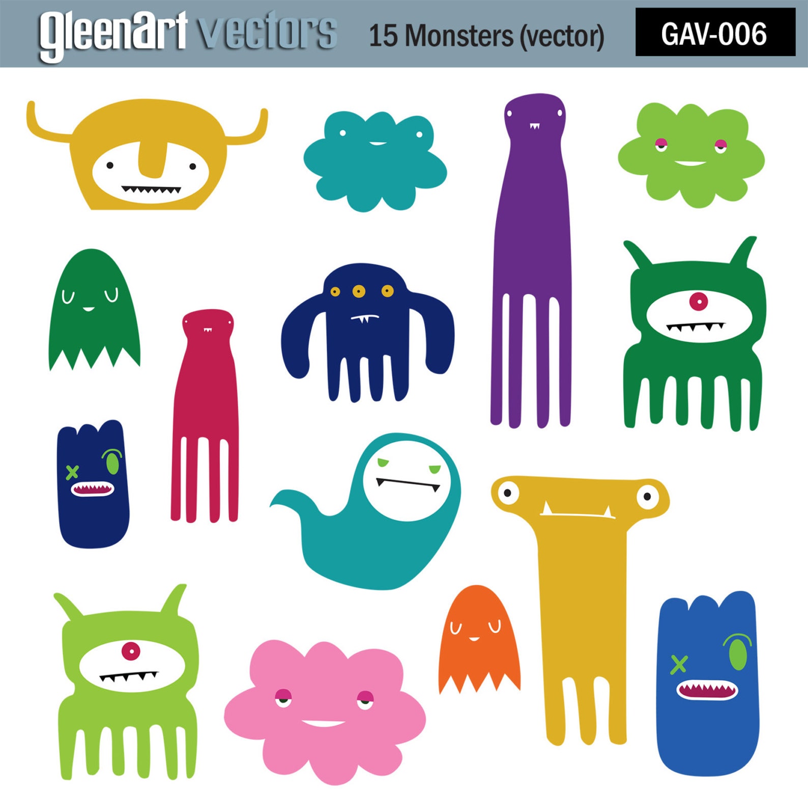 50% Off Sale 15 Monsters / Clip Art / Digital Clipart / | Etsy