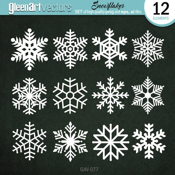 12 Christmas Digital Snowflakes / White Christmas Snowflake / - Etsy