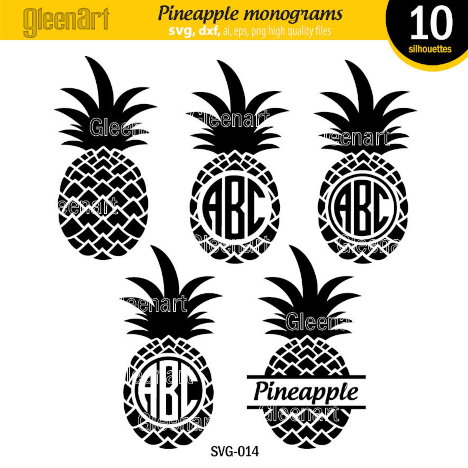 Pineapple Monogram svg Svg pineapple Pineapple monogram | Etsy