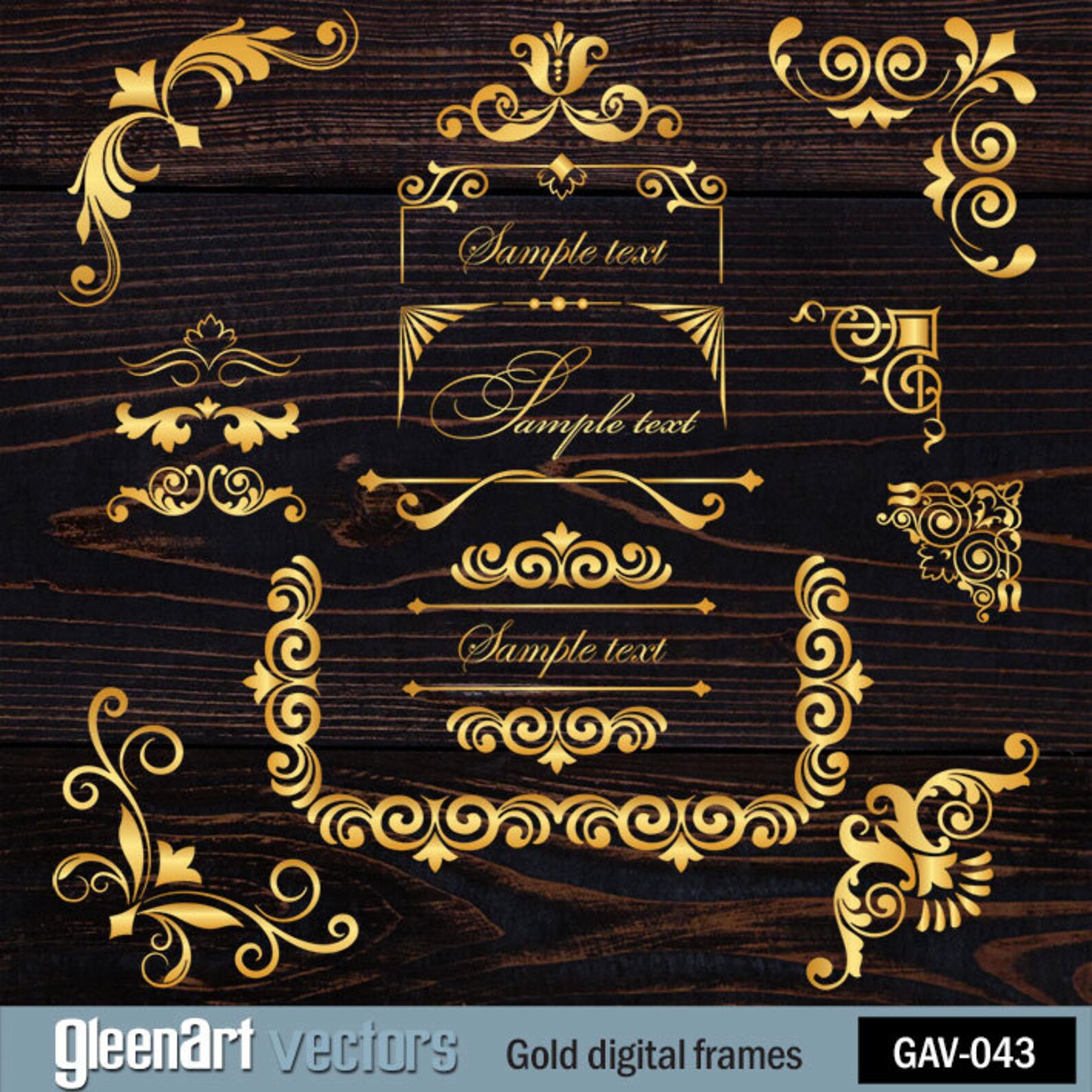 SALE Gold Digital Frame Commercial Use Png Jpg Eps | Etsy