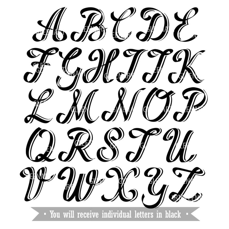 Split Fancy Monogram Alphabet Monogram Svg Letters Elegant | Etsy