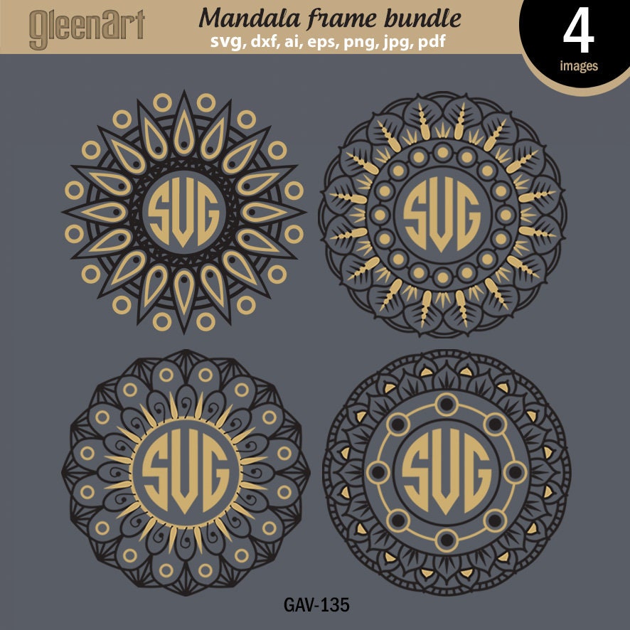 Manadala Monogram Frames, Mandala Svg, Circle Monogram Frame Svg ...