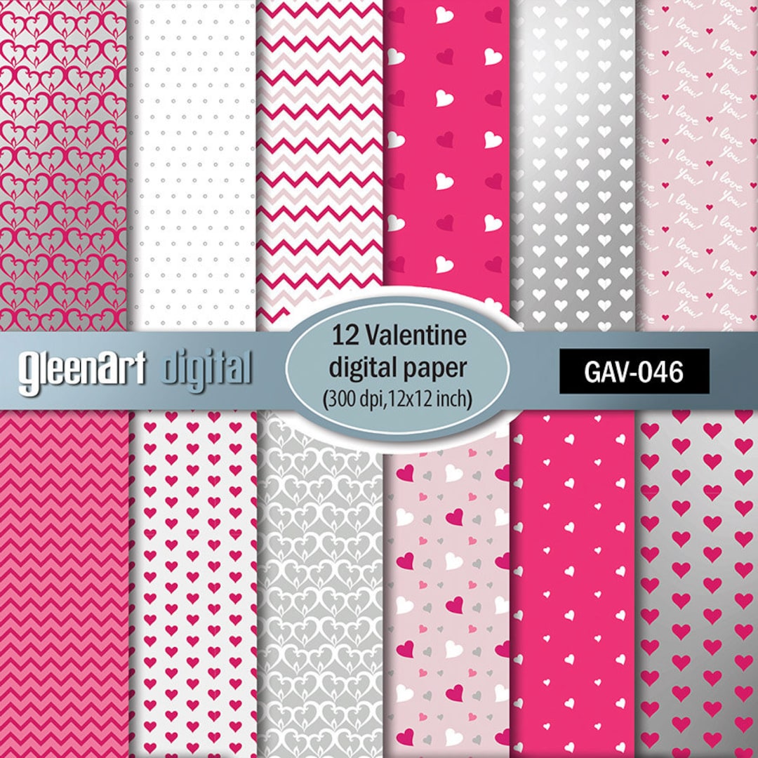 50% off Sale - Valentine Digital Paper Pack Scrapbook Paper, Love ...