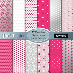 50% off Sale - Valentine Digital Paper Pack Scrapbook Paper, Love ...