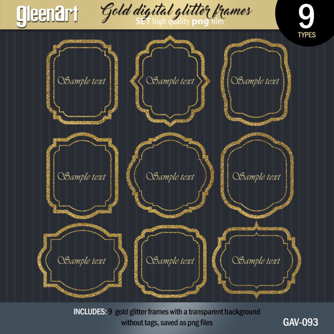 Sale - Glitter Frames Png, Gold Glitter Labels, Silver Glitter Labels ...