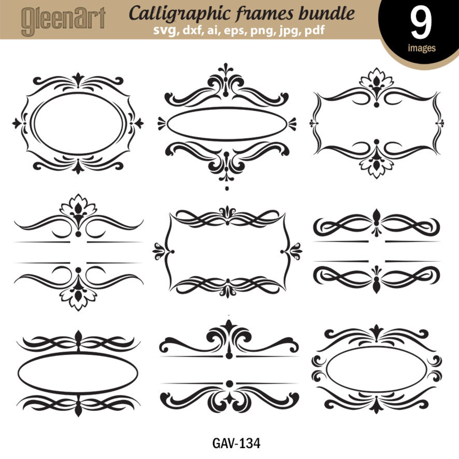 Calligraphic Ornate Frames SVG Frames Calligraphic Design - Etsy Canada