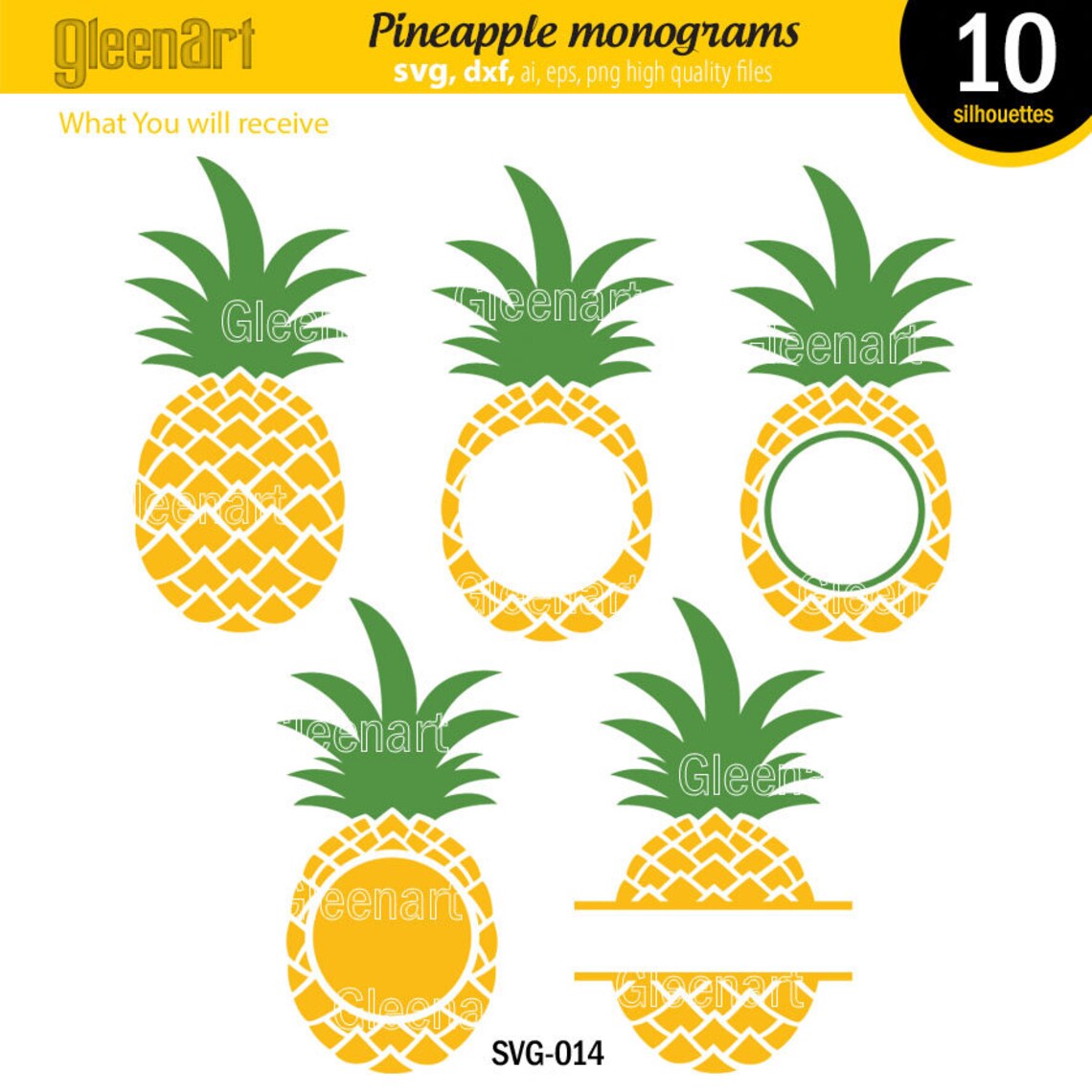 Pineapple Monogram svg Svg pineapple Pineapple monogram | Etsy