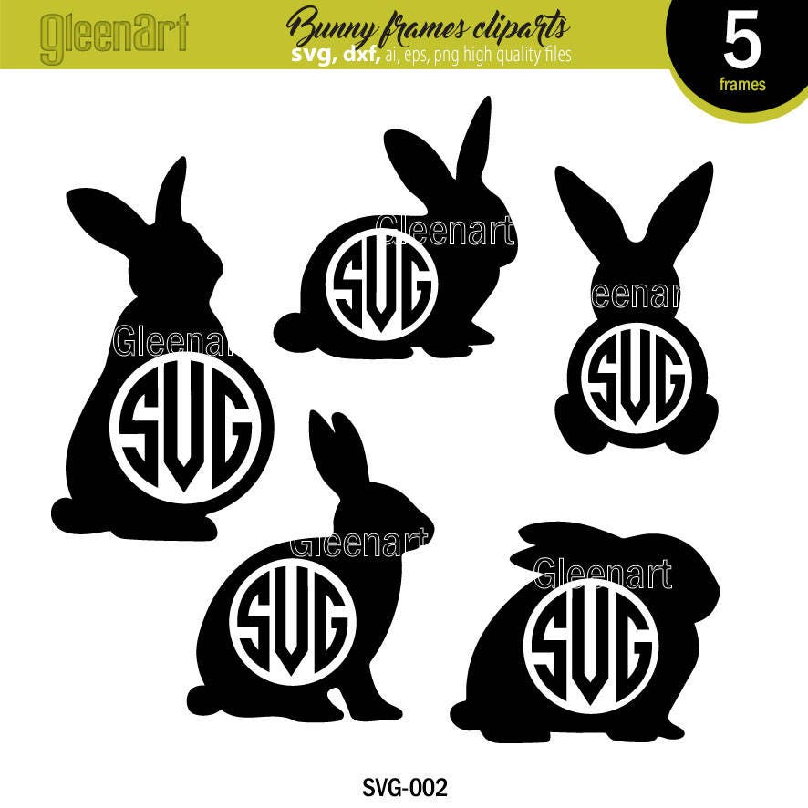 Easter Bunny Monogram Svg Files Bundle SVG Easter Cuttable | Etsy
