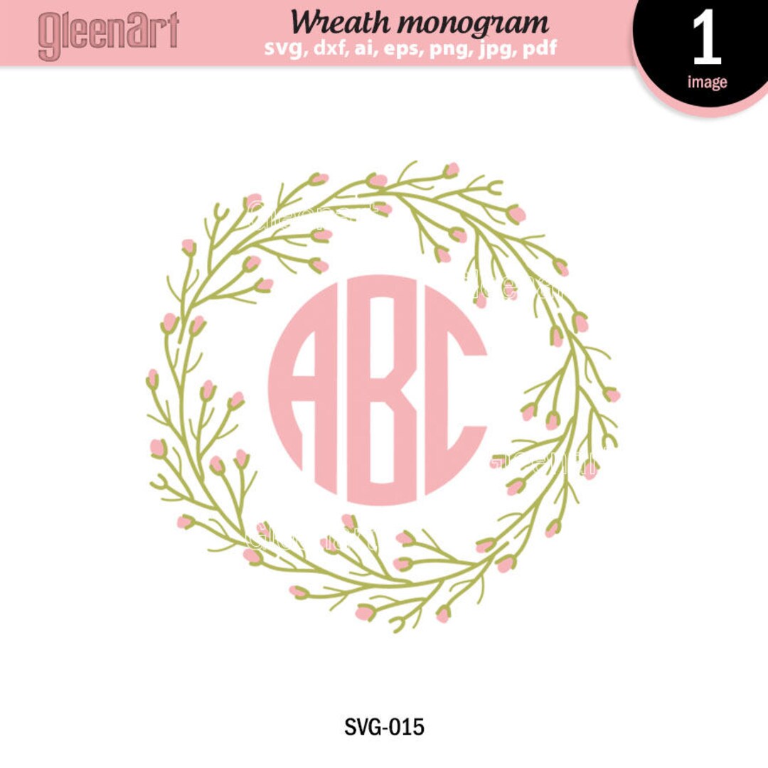 Floral Wreath Monogram Flower Frame Svg Floral Svg Commercial Use SVG ...
