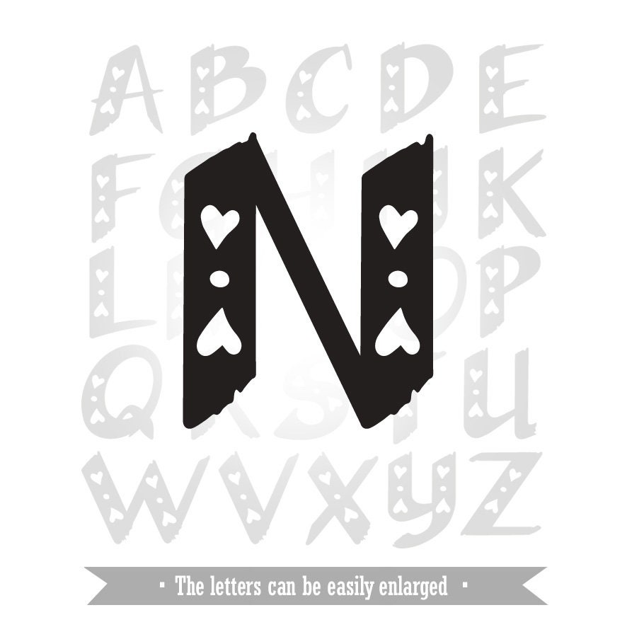 Love Hand Drawn Alphabet Valentine Alphabet Heart Alphabet | Etsy