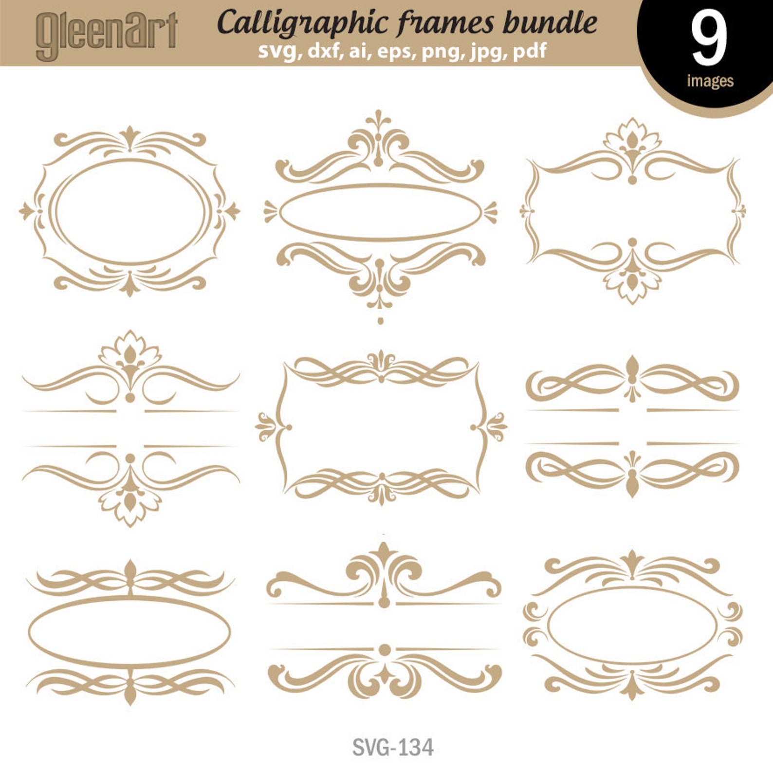 Calligraphic Ornate Frames SVG Frames Calligraphic Design - Etsy Canada
