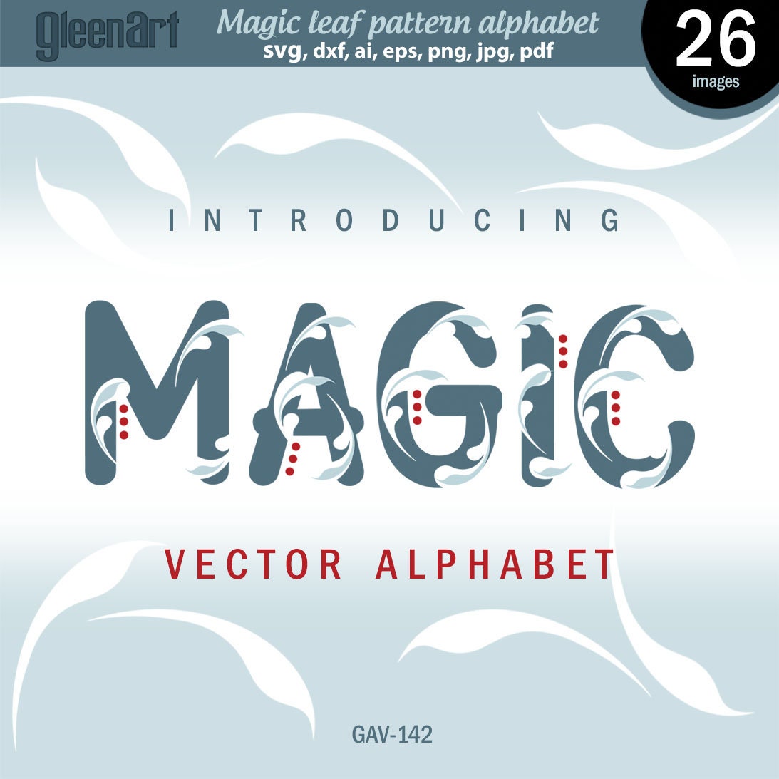 MAGIC Alphabet Decorated With Leaves Digital Alphabet | Etsy