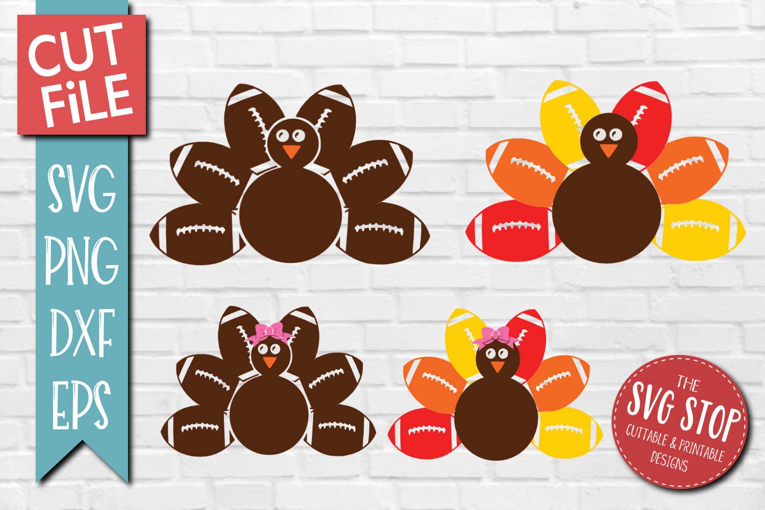 Monogram Football Turkey SVG DXF PNG Eps Files Clipart Cut - Etsy