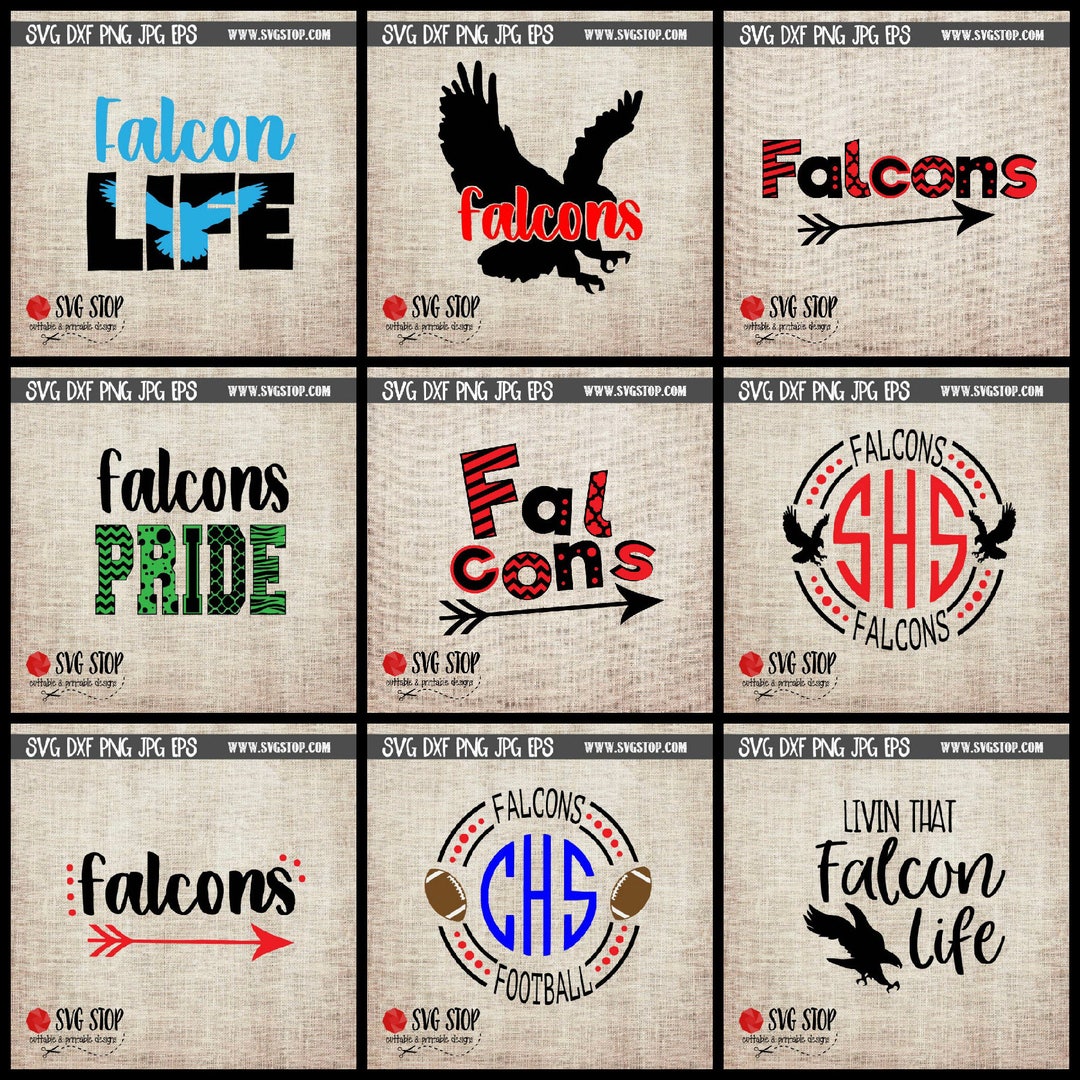 Falcon Mascot Mini Bundle - SVG, DXF, PNG, Jpg, Eps - Clip Art Cut File ...