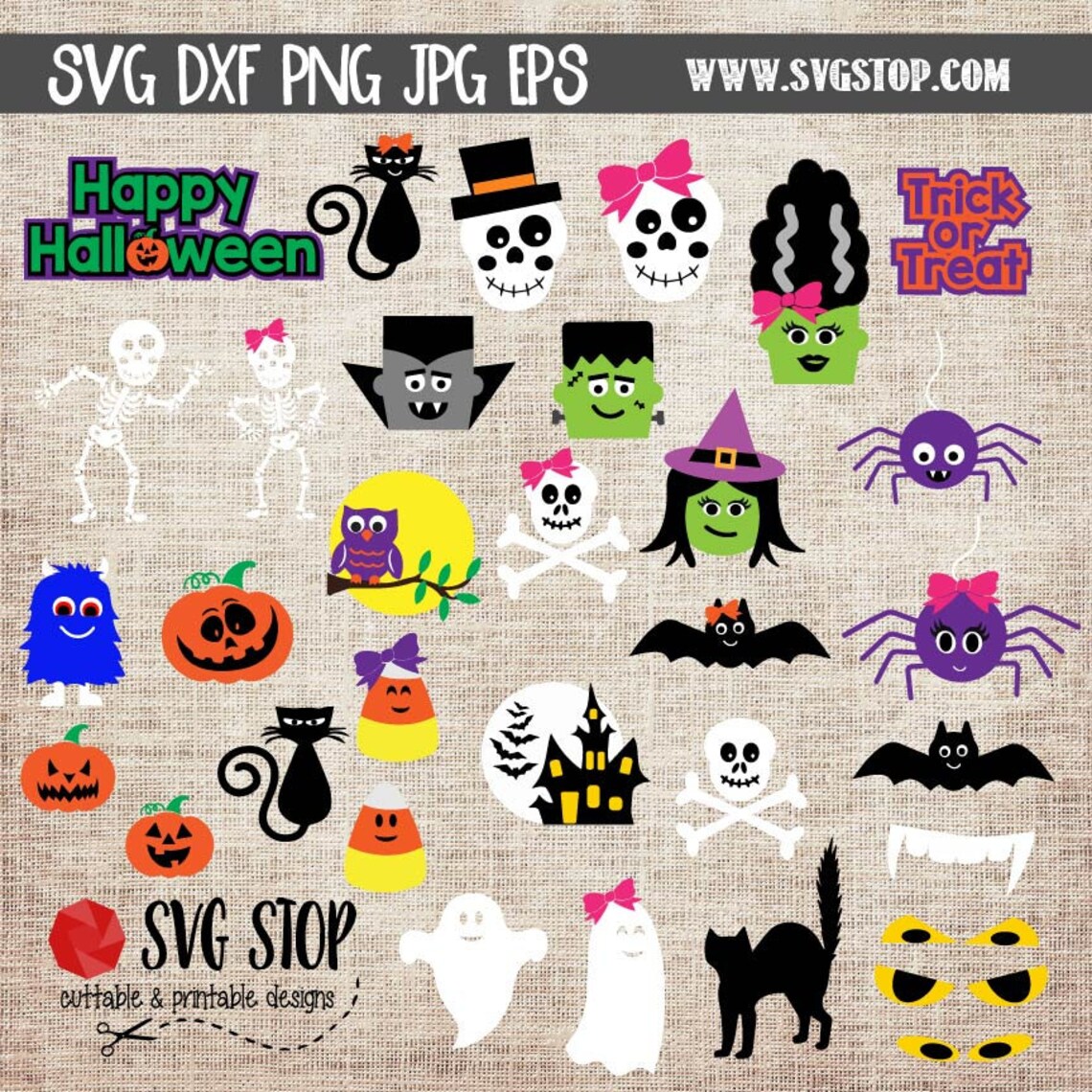 Halloween Graphics Bundle SVG DXF PNG Jpg Eps Cuttable and | Etsy