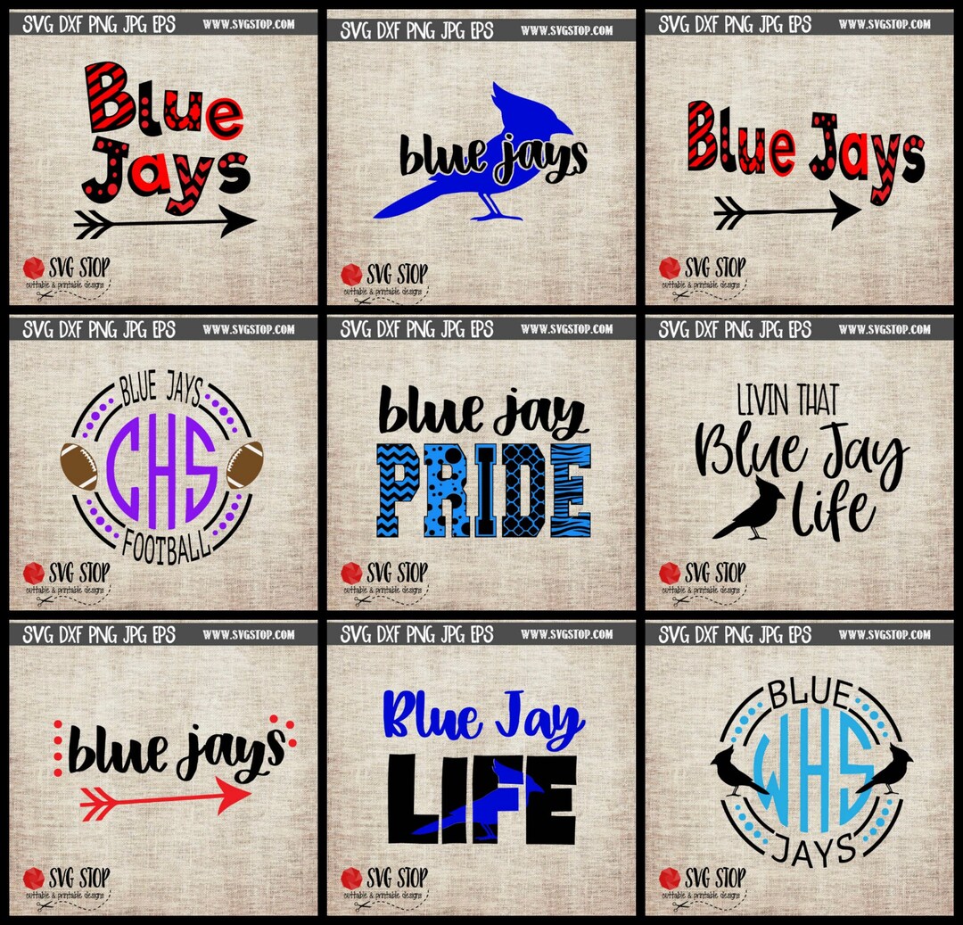Blue Jay Mascot Mini Bundle - SVG, DXF, PNG Jpg Eps - Clip Art Cut File ...