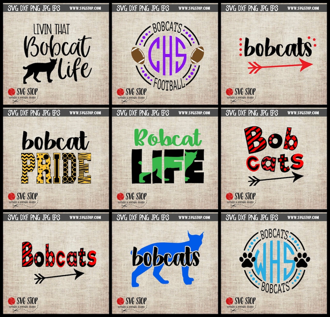 Bobcat Mascot Mini Bundle - SVG, DXF, PNG Jpg Eps - Clip Art Cut File ...