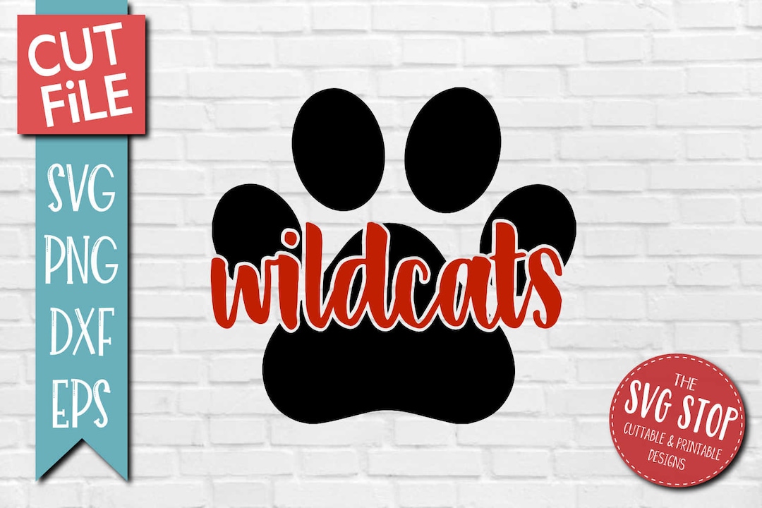 Wildcat Mascot Paw Print - SVG, DXF, PNG, Eps - Clip Art Cut File ...