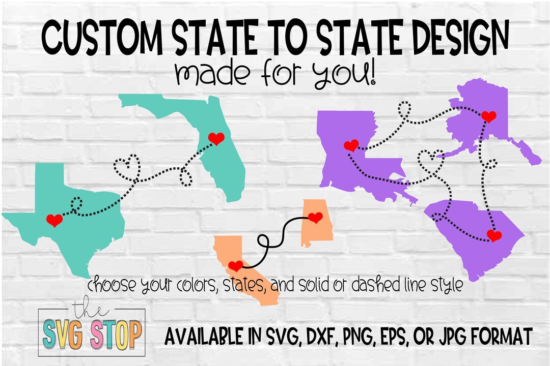 Custom State to State Design, Choose Your States, Choose Your Colors ...