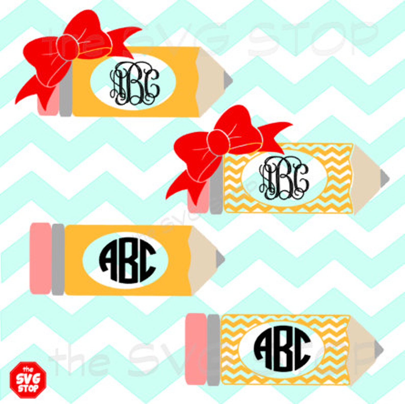 Pencil Monogram Frames Back to School SVG DXF PNG Eps Files | Etsy