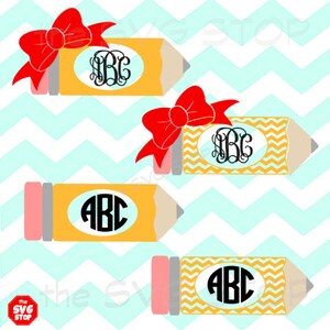 Pencil Monogram Frames Back to School SVG DXF PNG Eps Files | Etsy