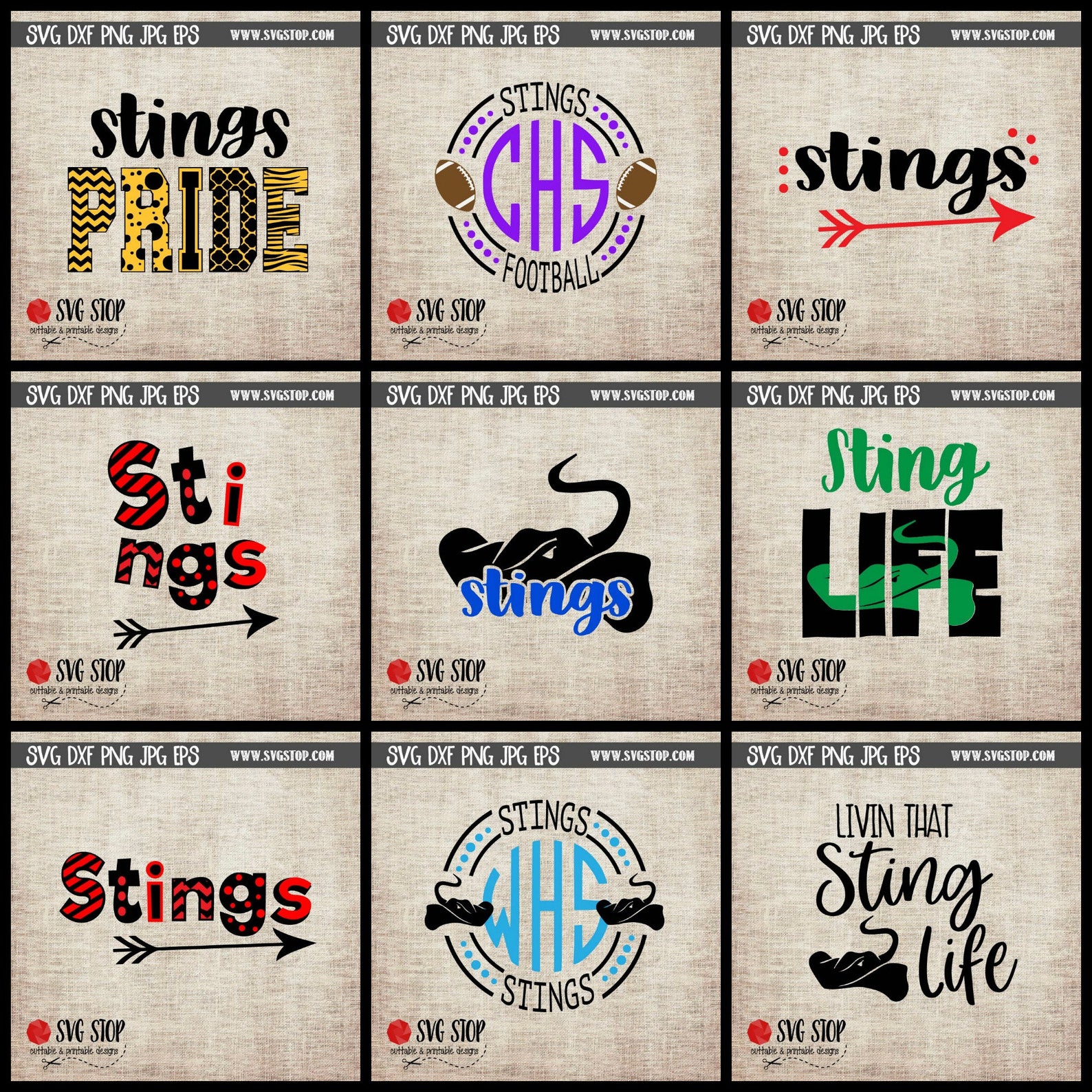 Stings Mascot Mini Bundle SVG DXF PNG Jpg Eps Clip Art | Etsy