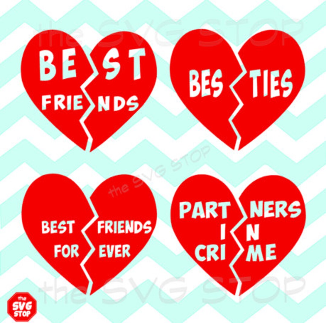 Best Friends Split Heart SVG and Studio Files for Cricut, Silhouette ...