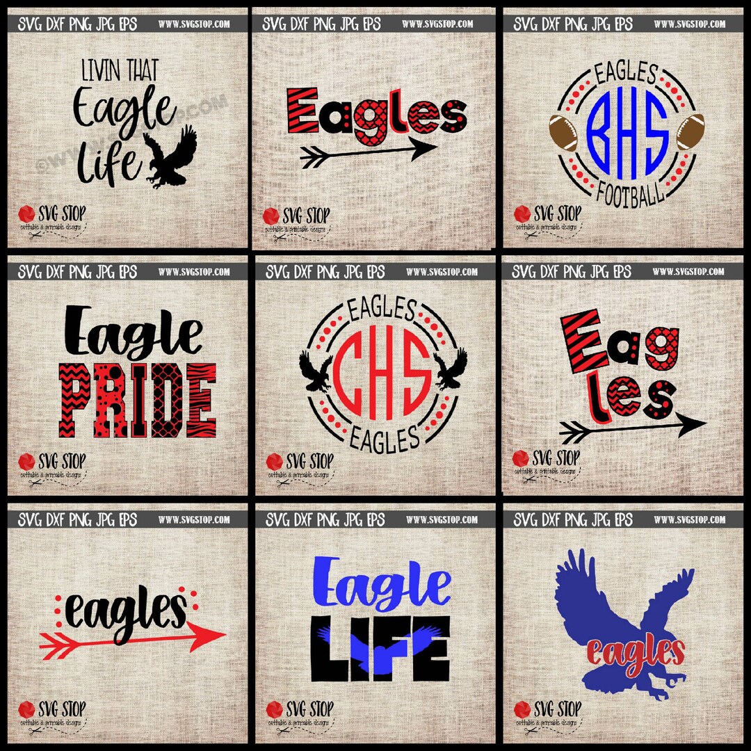 Eagle Mascot Mini Bundle - SVG, DXF, PNG, Jpg, Eps - Clipart Cut File ...