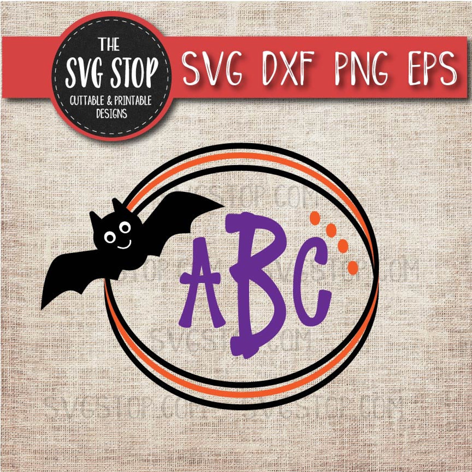 Bat Monogram Frame Fall Halloween SVG DXF PNG Eps - Etsy