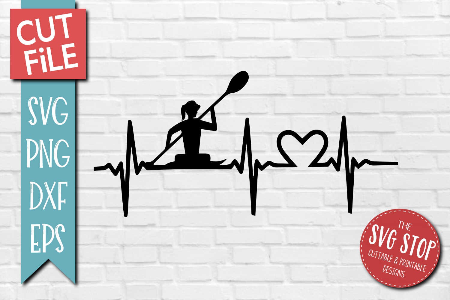 Kayak Girl | Heartline | Heartbeat | Clip Art | Cut File | SVG, DXF ...
