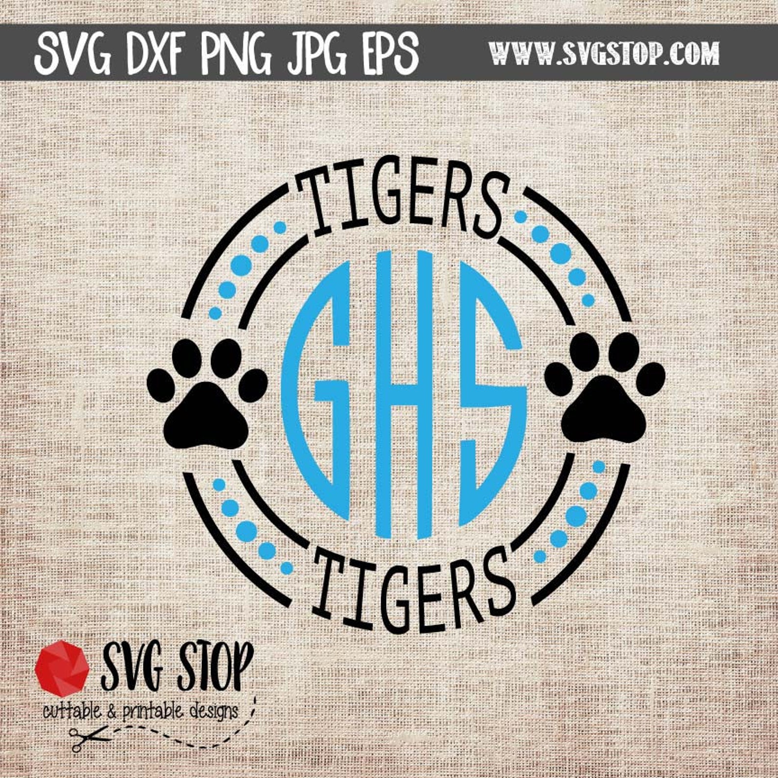 Tigers Paw Monogram Frame SVG DXF PNG Jpg Eps Cut File | Etsy