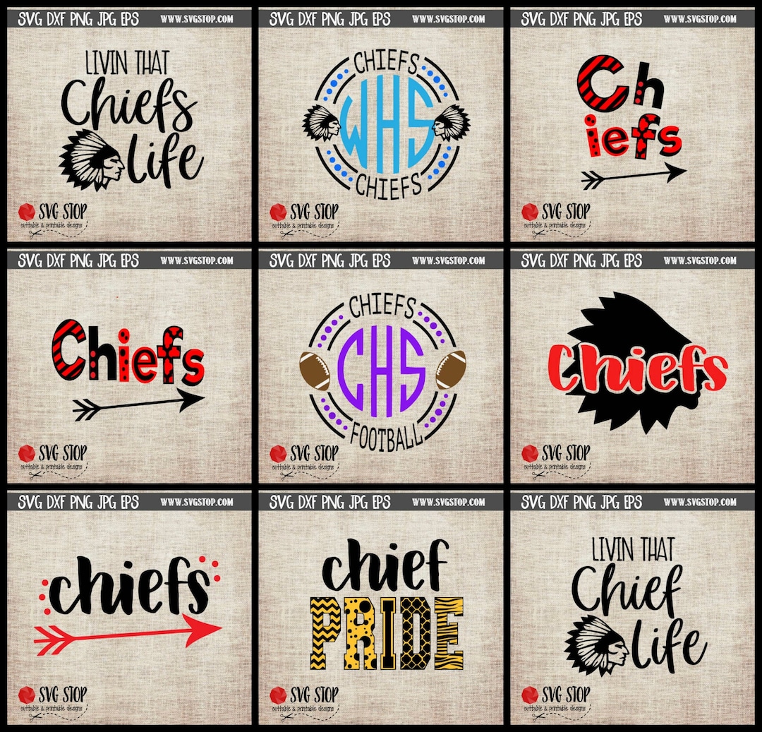 Chiefs Mascot Mini Bundle - SVG, DXF, PNG Jpg Eps - Clip Art Cut File ...