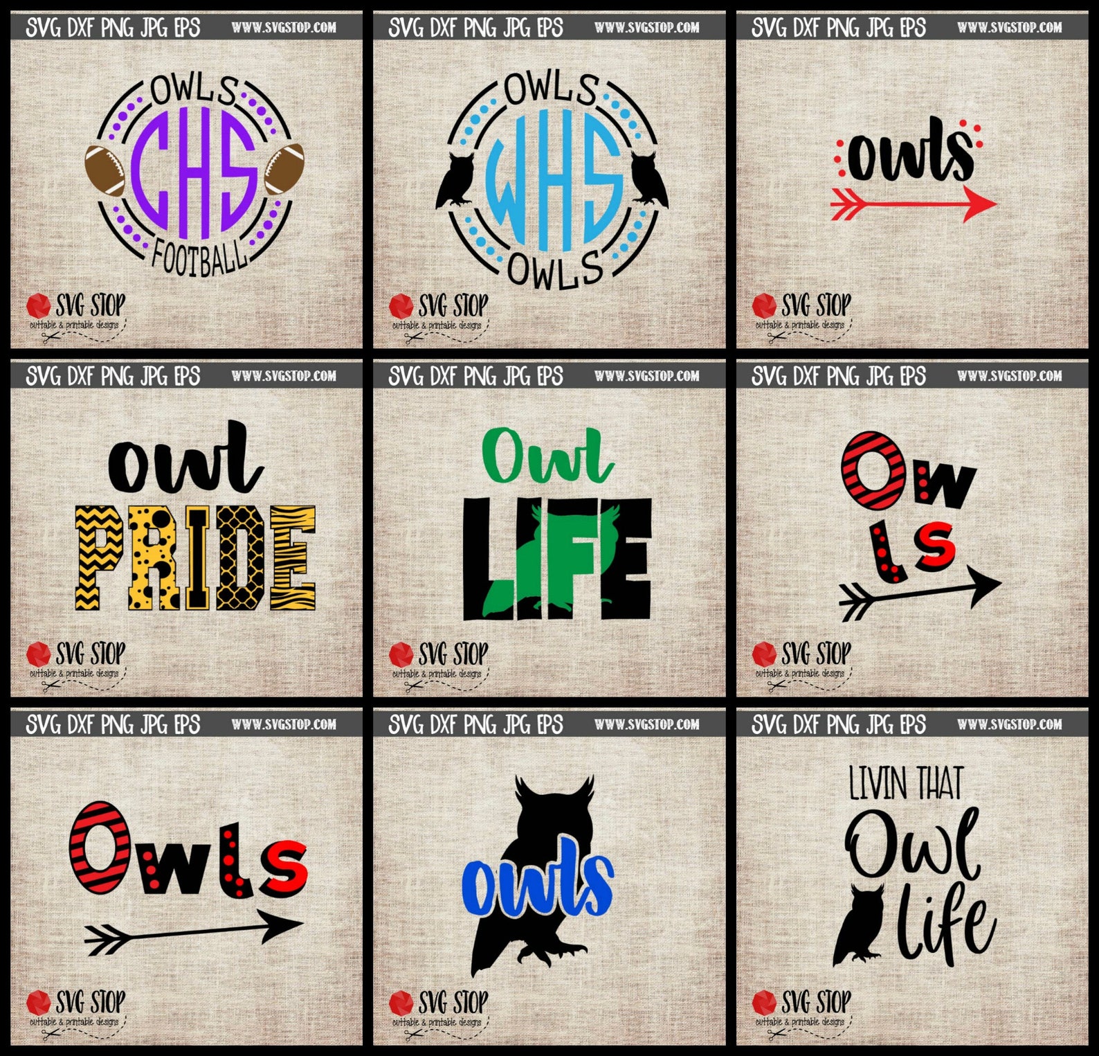 Owls Mascot Mini Bundle SVG DXF PNG Jpg Eps Clip Art Cut - Etsy