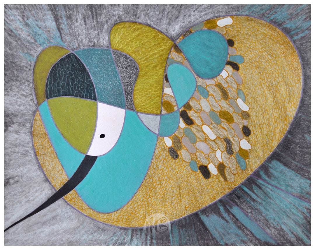 Abstract Blue Bird Art Print From My Original Artwork - Etsy