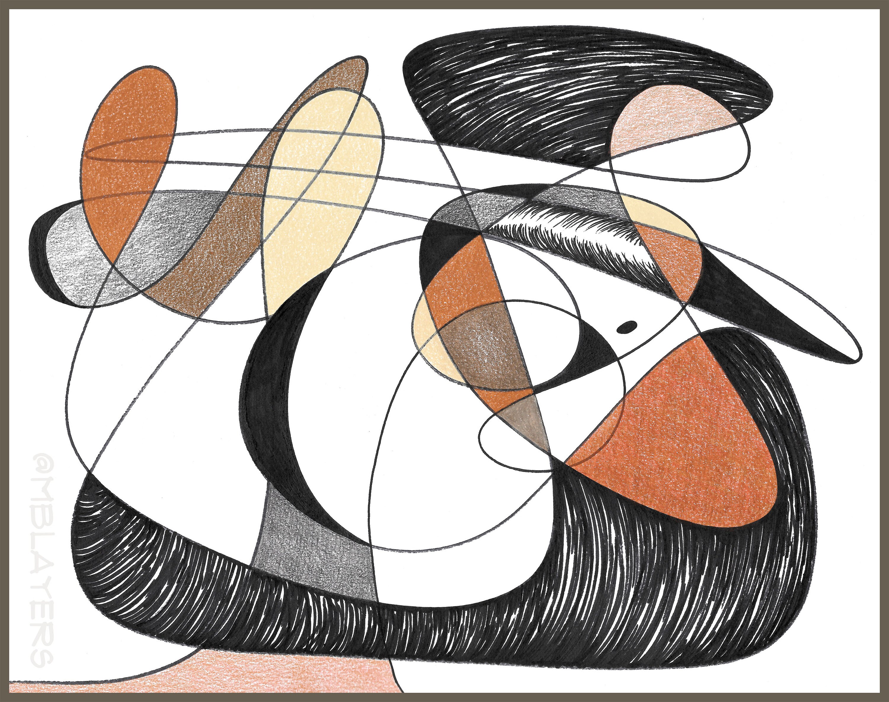 Mid Century Modern Bird Art Abstract Mcm Drawing Handmade - Etsy