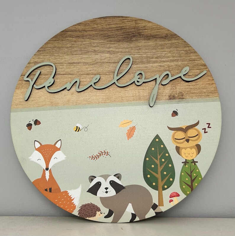 Penelope Woodland Animal Themed Door Sign , Nursery Decor , Childrens ...