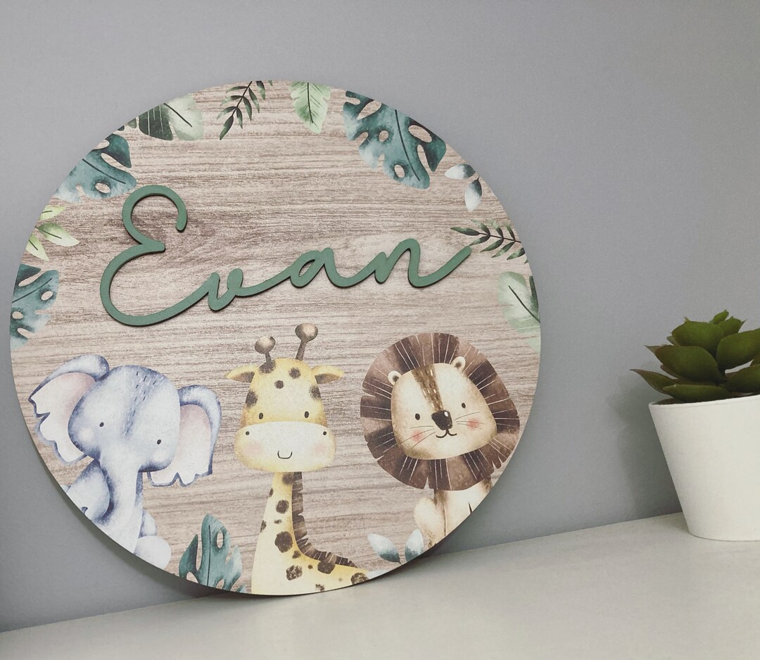 Evan jungle Lion Door Plaque personalised Door Sign jungle - Etsy