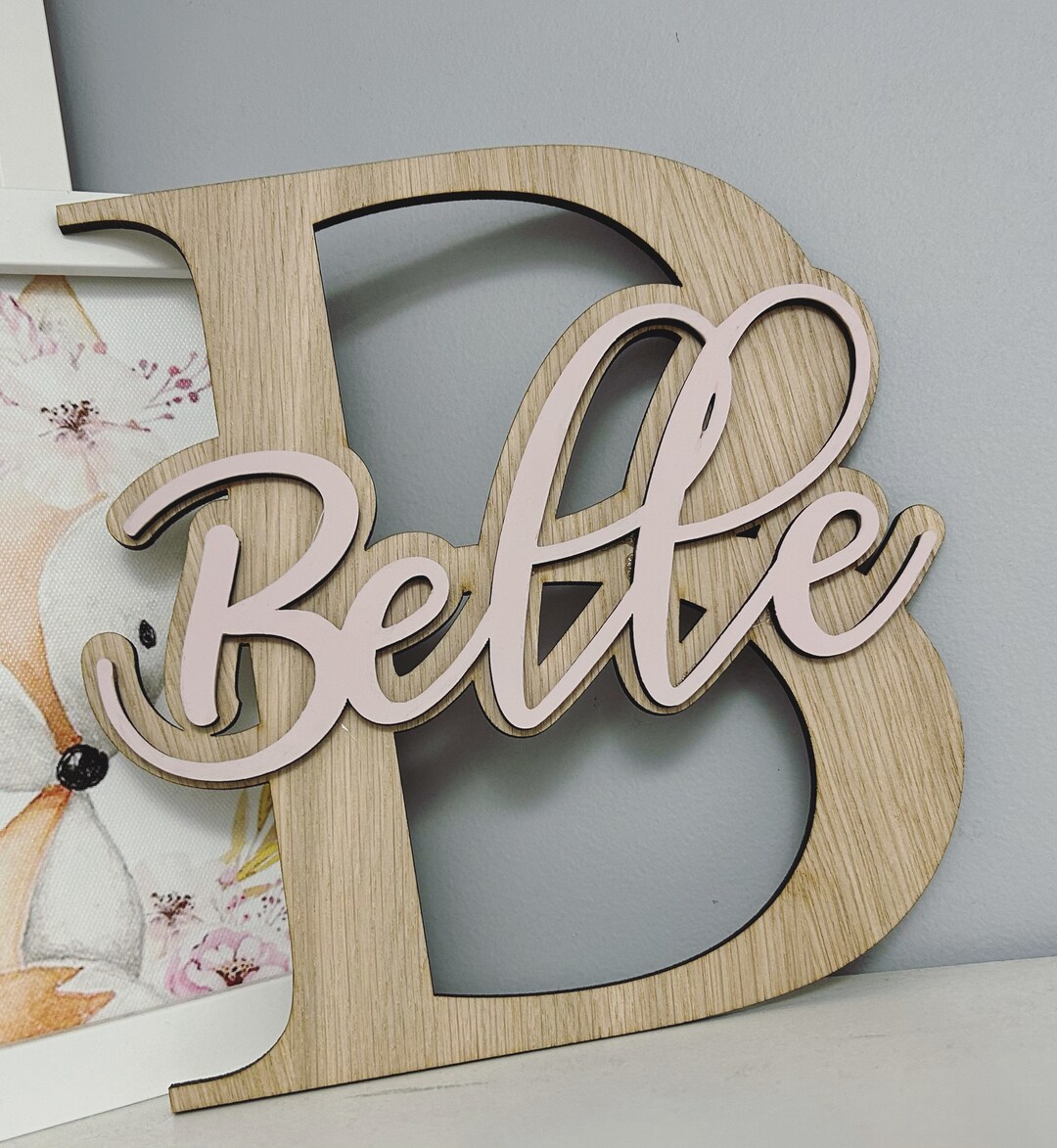 Personalised Door Signs Wooden Oak Veneer Names , Wall Initial, Door ...