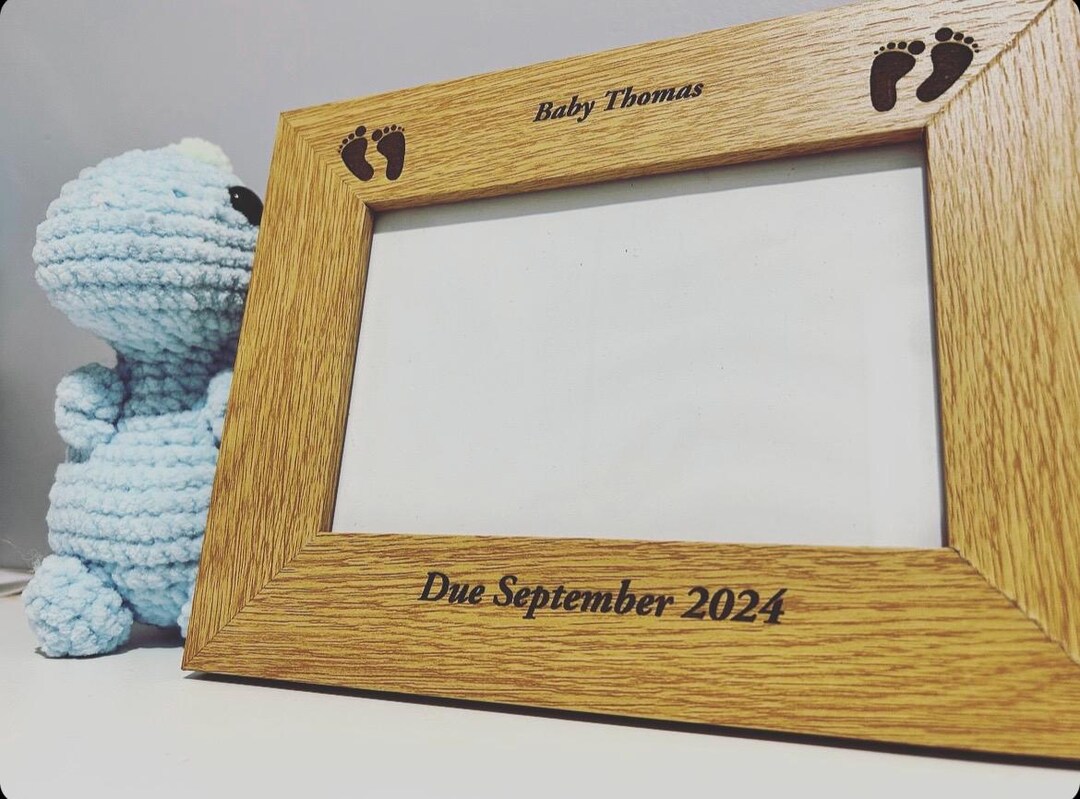 Personalised Oak Style Finish Baby Scan Frame 6x4 Landscape Baby ...