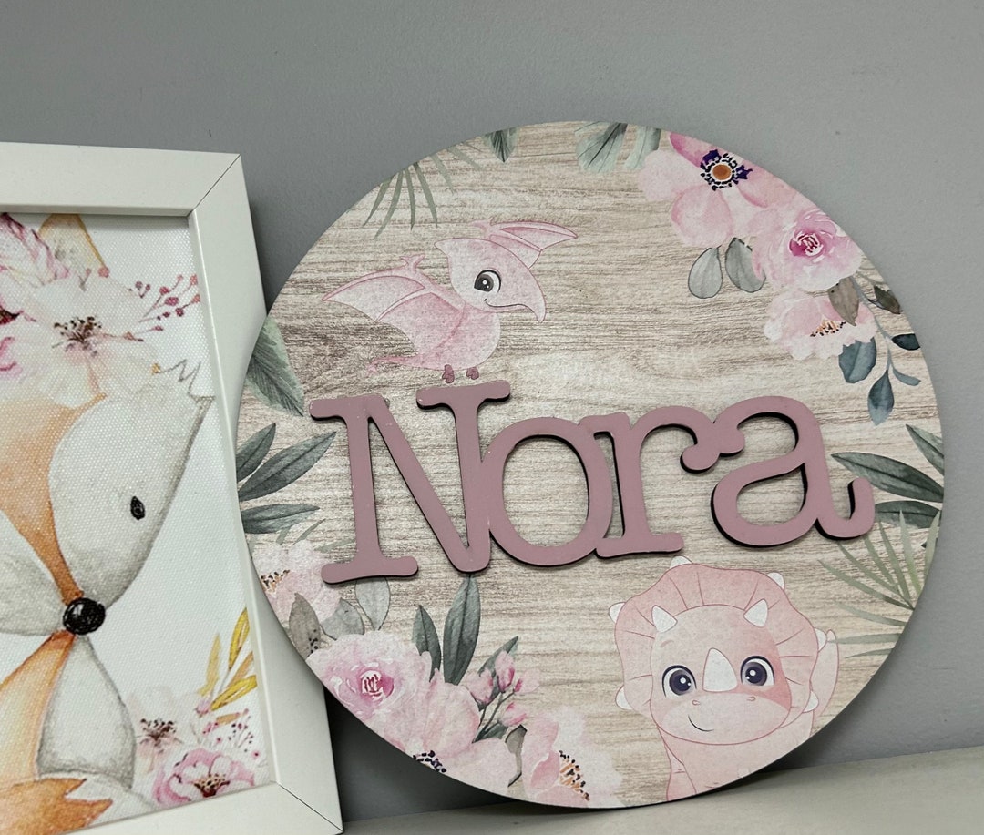 Nora Bedroom Personalised Name Plaque Sign Dinosaur , Bedroom Decor ...
