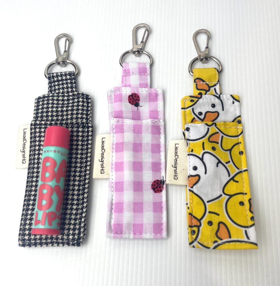 Lip Balm Key Chain Holder : Rubber Duck, Houndstooth, Ladybug Chapstick ...