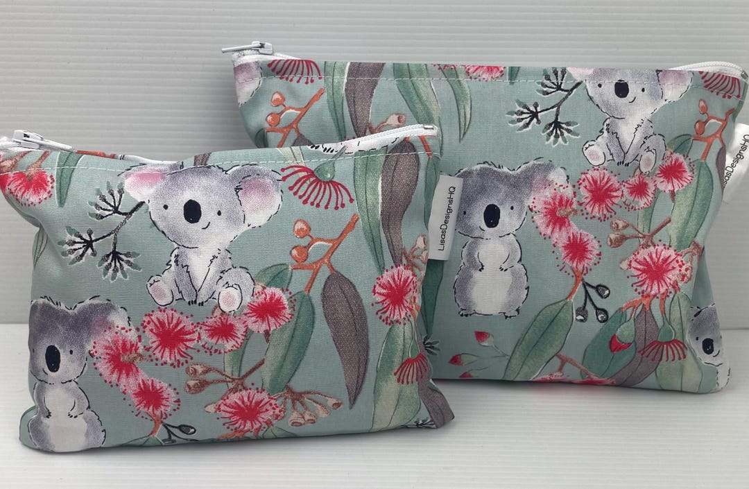 Koala Bear Makeup Pouch: Australian Made Cotton Zippered Coin Purse ...