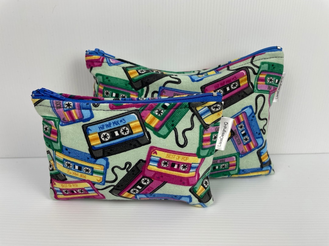 80s Cassette Tape Zipper Pouch: Australian Made Cotton Coin Purse - Etsy
