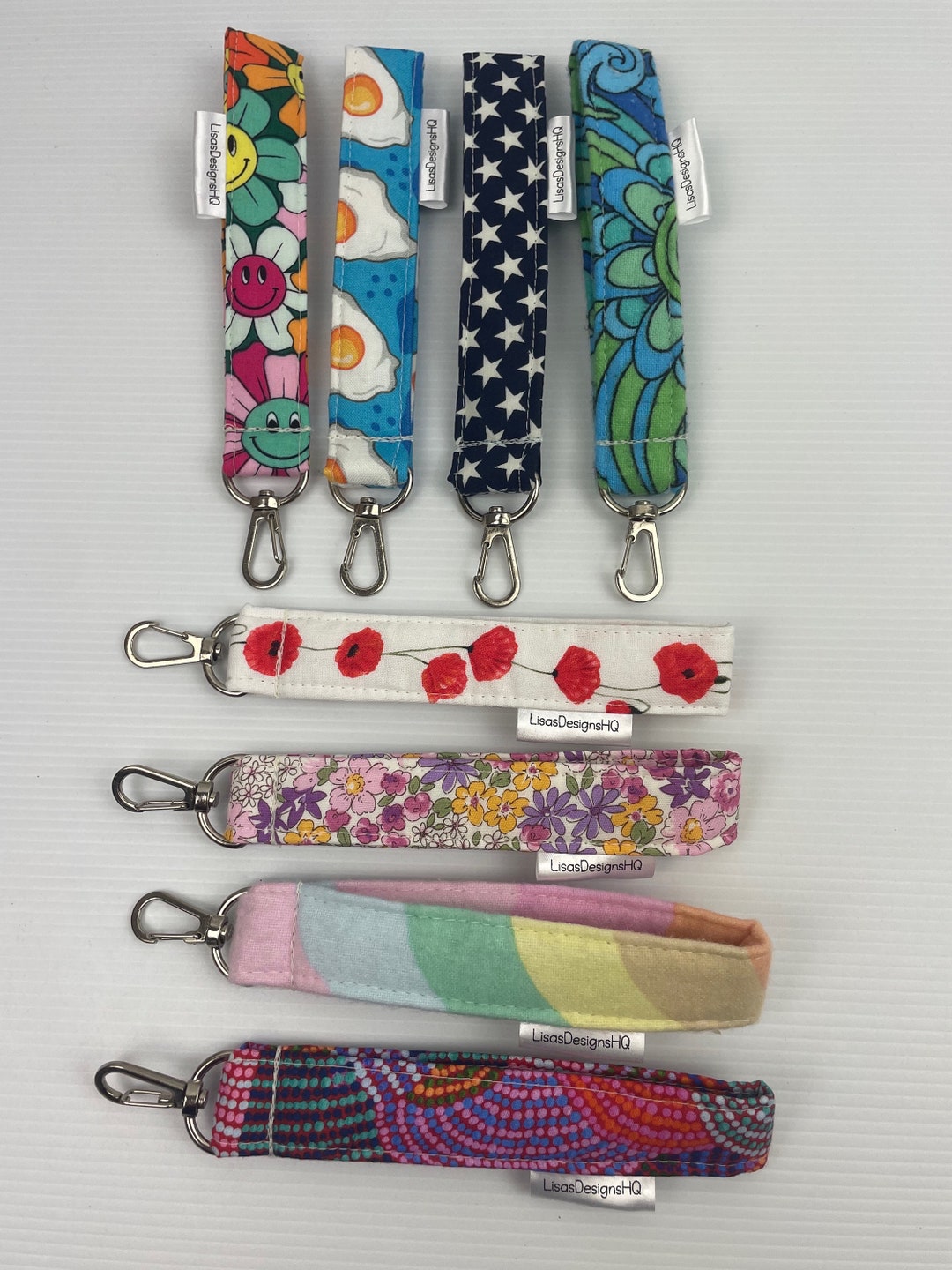 Wristlet Key Fob Keychain Fun Cotton Prints, Metal Lobster Claw 17 X 2 ...